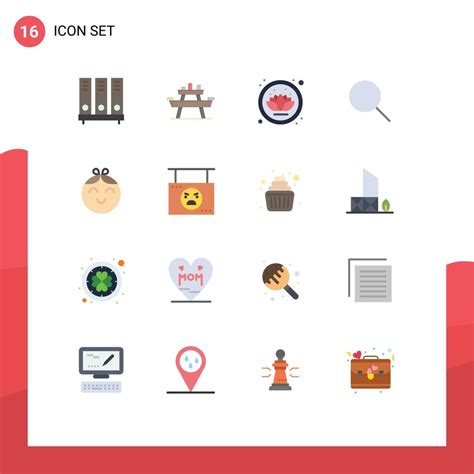 Set Of 16 Vector Flat Colors On Grid For Archive Picnic Document Food Nature Editable Pack Of