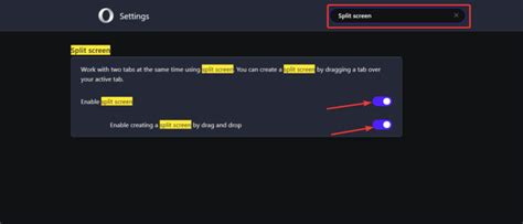 how to enable and use split screen tabs in opera