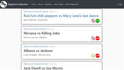 “all Sentences” Web Page Of The Plagiarism Detection Platform The Web