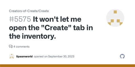 It Won T Let Me Open The Create Tab In The Inventory Issue Creators Of Create