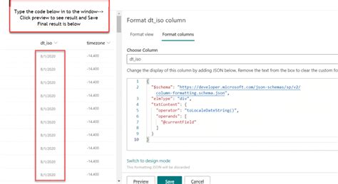 formatting and removing time from sharepoint online date column with