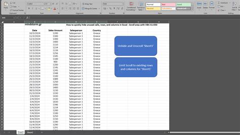 How To Quickly Hide Unused Cells Rows And Columns In Excel Scroll