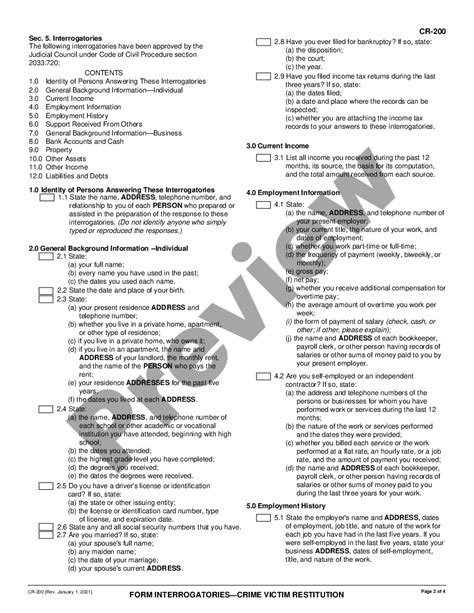 California Form Interrogatories Crime Victim Restitution Us Legal Forms