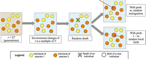 schematic diagram of our community model with temporal environmental