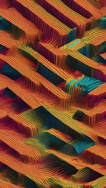 Premium AI Image Geometric Shaped Moire Illusory Seamless Pattern D Illustrated