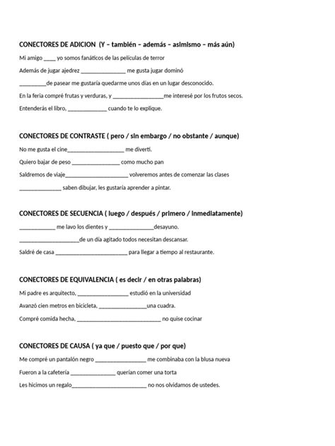 Conectores De Adicion Pdf