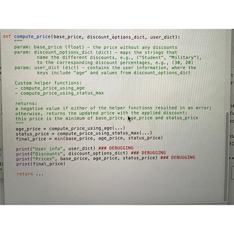 Solved Def Computepricebaseprice Discountoptionsdict