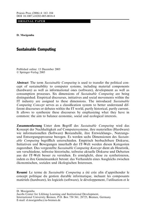 Pdf Sustainable Computing