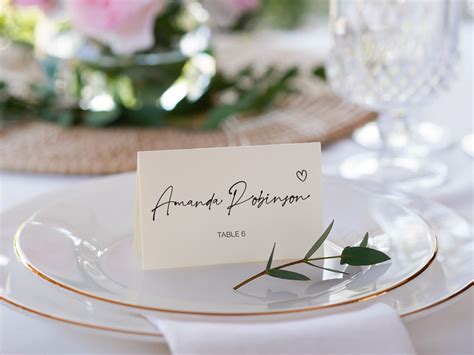 Printable Wedding Place Card Setting Template Romantic Wedding Table