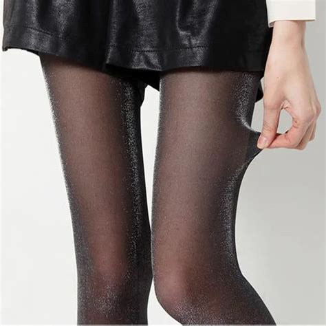 Sexy Fashion Gillter Women Pantyhose Black Shining Stocking Tights Summer Shiny Women