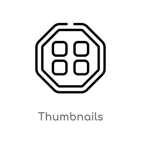 Outline Thumbnails Vector Icon Isolated Black Simple Line Element