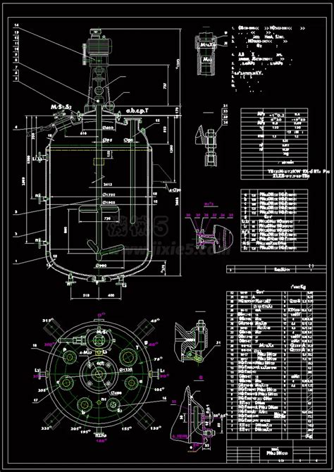 搪玻璃闭式搅拌容器 5000lcad图纸设计 机械5