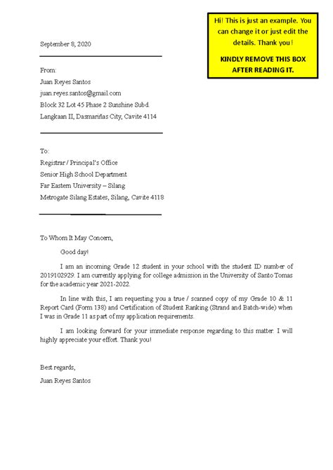 Sample Letter Of Request For Lost Documents