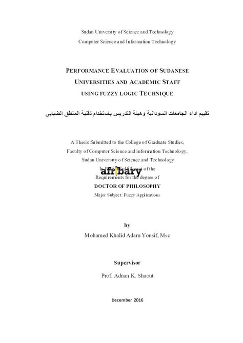Performance Evaluation Of Sudanese Universities And Academic Staff Using Fuzzy Logic Technique