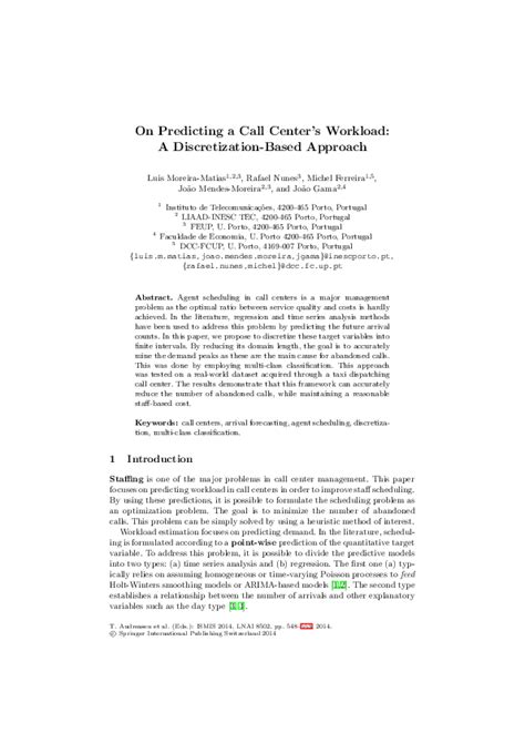 Pdf On Predicting A Call Centers Workload A Discretization Based Approach