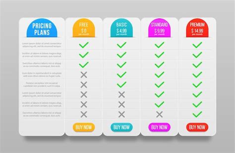 Premium Vector Set Of Pricing Table