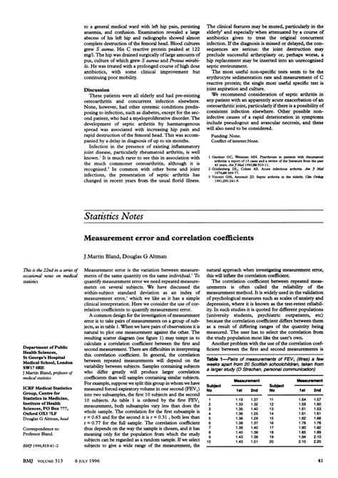 Pdf Statistics Notes Measurement Error And Correlation Coefficients