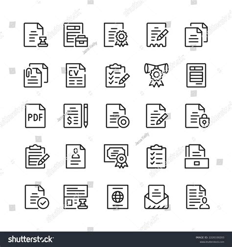 Document Line Icons Outline Symbols Vector Stock Vector Royalty Free 2220330203 Shutterstock