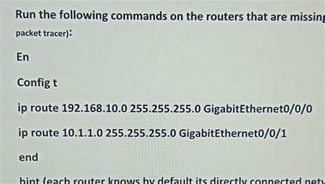 Solved Run The Following Commands On The Routers That Are Chegg