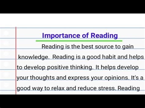 Essay On Importance Of Reading Paragraph On Importance Of Reading