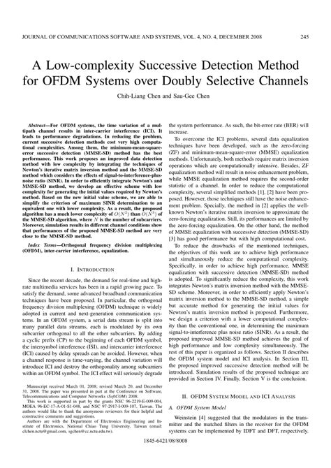 Pdf A Low Complexity Successive Detection Method For Ofdm Systems