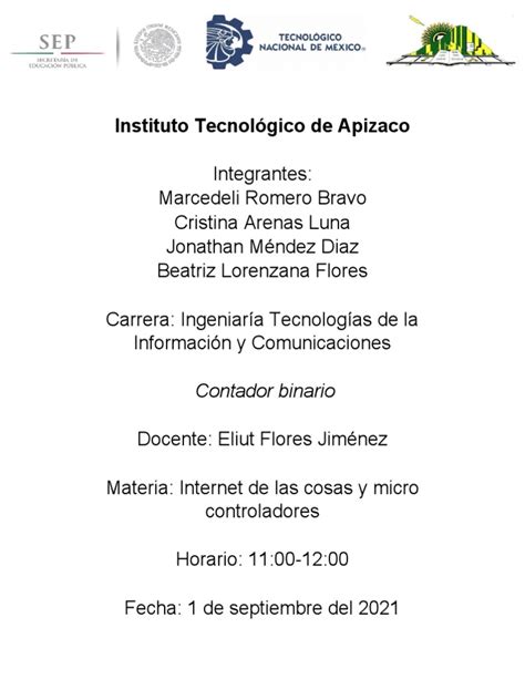 Contador Binario Pdf Poco Arduino