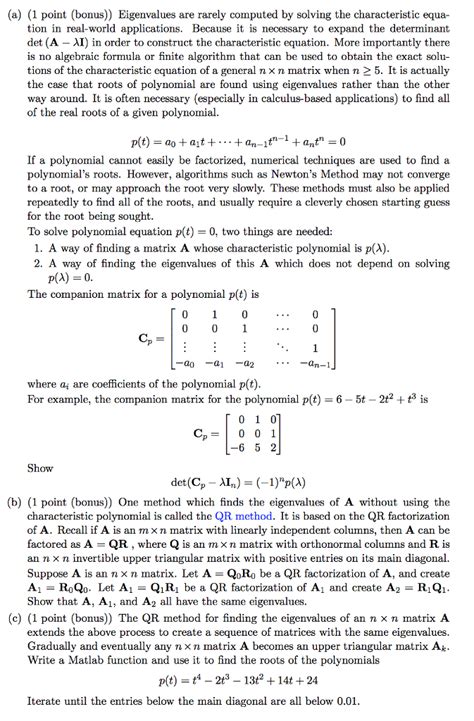 Solved Eigenvalues Are Rarely Computed By Solving The