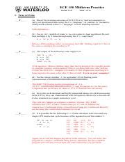 Midterm Practice ECE Midterm Practice Term Fall Year True Or False T A One Of