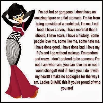 I m not hot or gorgeous I don t have an amazing ﬁgure or a ﬂat stomach I m far from being