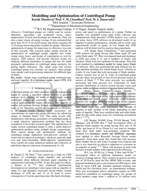 Modelling And Optimization Of Centrifugal Pump Pdf Pump Computational Fluid Dynamics