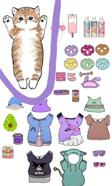 хззззззз котик с одеждой в 2025 г Винтажные бумажные куклы Бумажные животные Детские аппликации