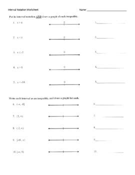 Interval Notation Worksheet Or Quiz With Step By Step Answers TPT