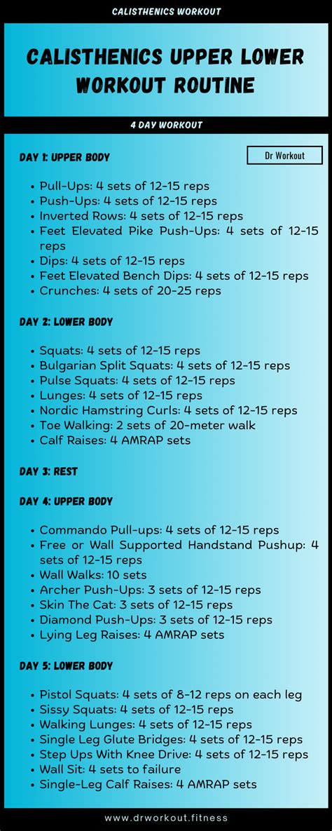 Calisthenics Upper Lower Workout Routine With Pdf Dr Workout