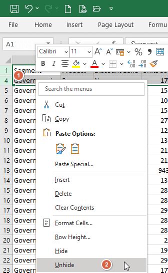 Hide Or Unhide Columns And Rows ExcelBaby