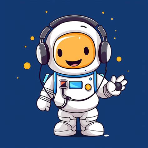 Cute Astronaut Singing With Microphone And Headphones Premium Ai