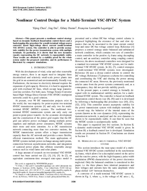 Pdf Nonlinear Control Design For A Multi Terminal Vsc Hvdc System