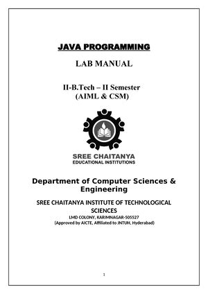 JAVA Material R Syllabus For CSE JNTUK W E F JAWAHARLAL NEHRU Studocu