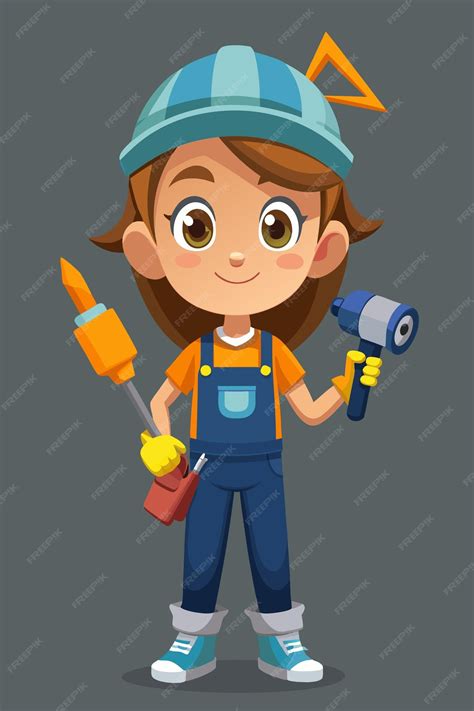 3d Rendering Of Cute Cartoon Girl With Electricians Tools Premium Ai Generated Image