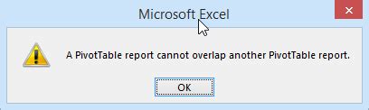 Michael S TechBlog Excel A PivotTable Report Cannot Overlap Another
