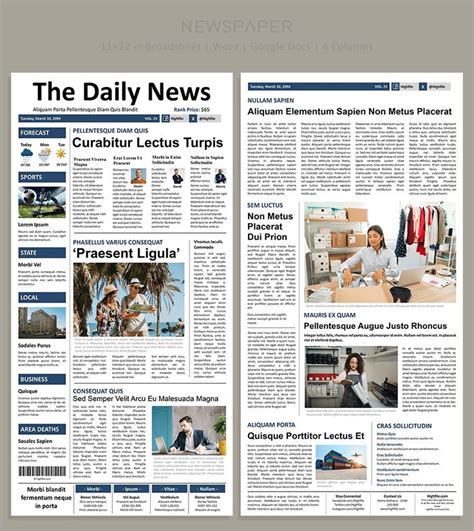 4 Columns Newspaper Front Page Template In 2024 Newspaper Front Pages