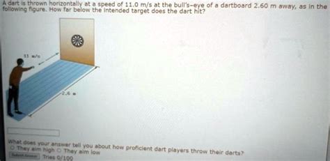 solved a dart is thrown horizontally at a speed of 11 0 m s at the