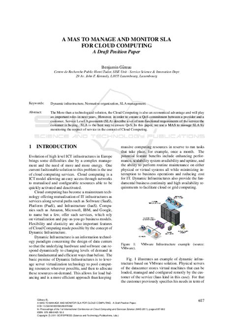 Pdf A Mas To Manage And Monitor Sla For Cloud Computing A Draft Position Paper