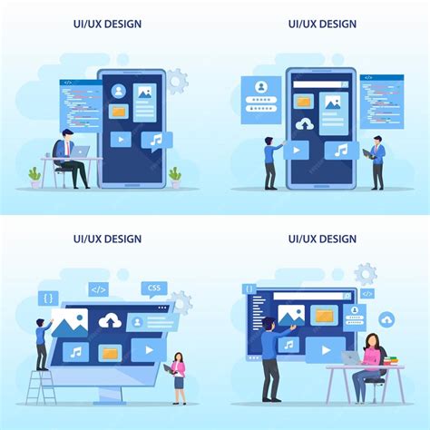 Premium Vector Ui Ux Design Concept Creating An Application Design