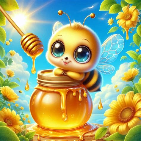 Honey Pot Magic Bee Honey Pot With Bees Cute Honey Pot Art Honey