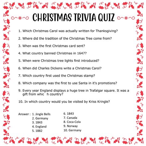 Easy Christmas Trivia - 13 Free PDF Printables | Printablee