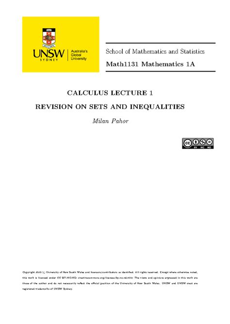 lecture 01 revision on sets and inequalities school of mathematics