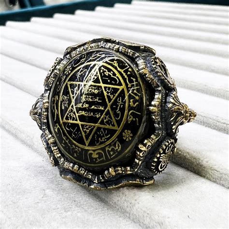 Secret Seal Of King Solomon Silver 925 Mens Ring Demon Protection