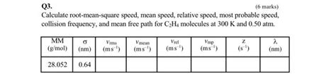 Solved Q3 6 Marks Calculate Root Mean Square Speed Mean
