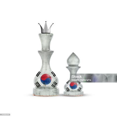 체스 퀸과 폰은 한국 국기의 색상으로 흰색 배경에 고립되어 있습니다 스포츠 정치 디자인 0명에 대한 스톡 사진 및 기타 이미지