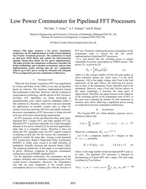 Pdf Low Power Commutator For Pipelined Fft Processors